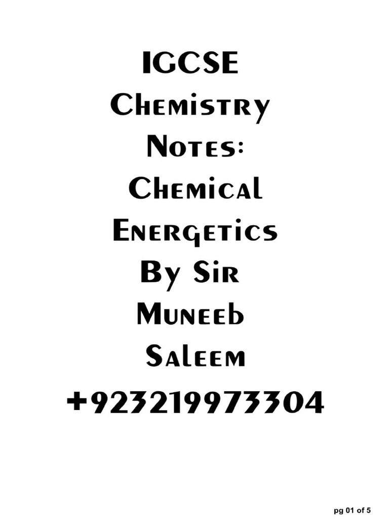 Chemical Energetics (Igcse) | PDF