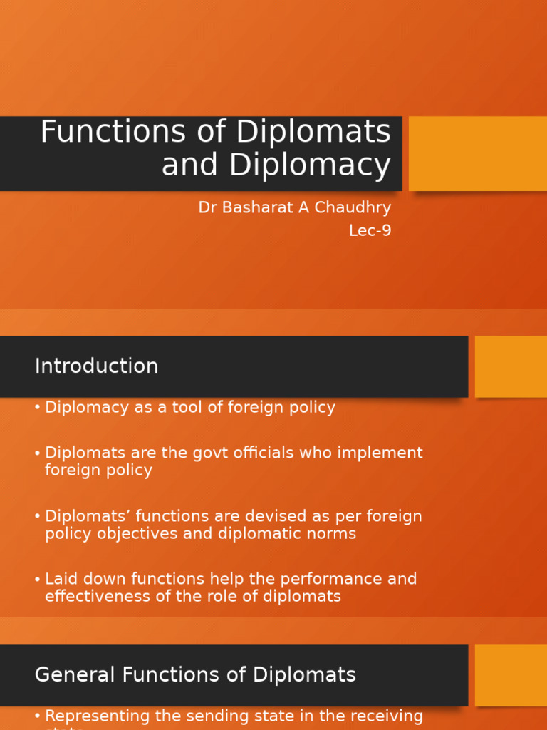 Lec-9, Functions of Diplomats and Diplomacy | PDF