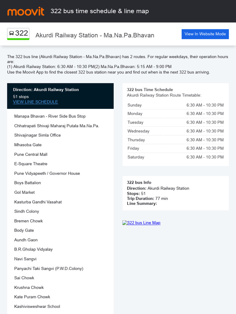 322 Bus Timetable for Akurdi Route | PDF | Transport | Public Transport