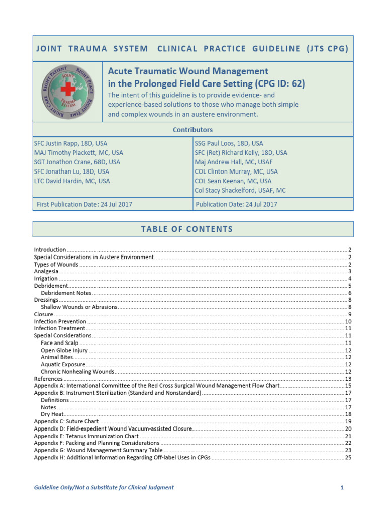 Acute Traumatic Wound Management in The Prolonged Field Care Setting ...