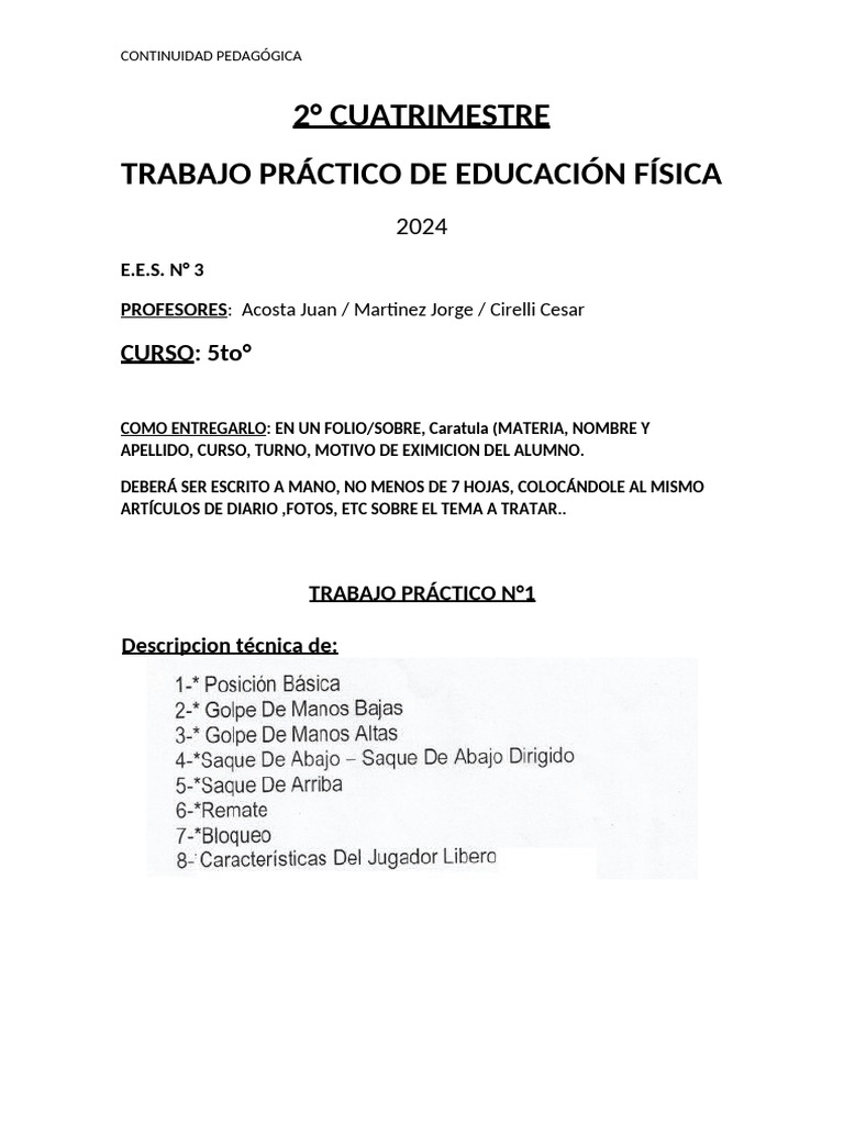 TRABAJO PRACTICO 5° Segundo Cuat | PDF