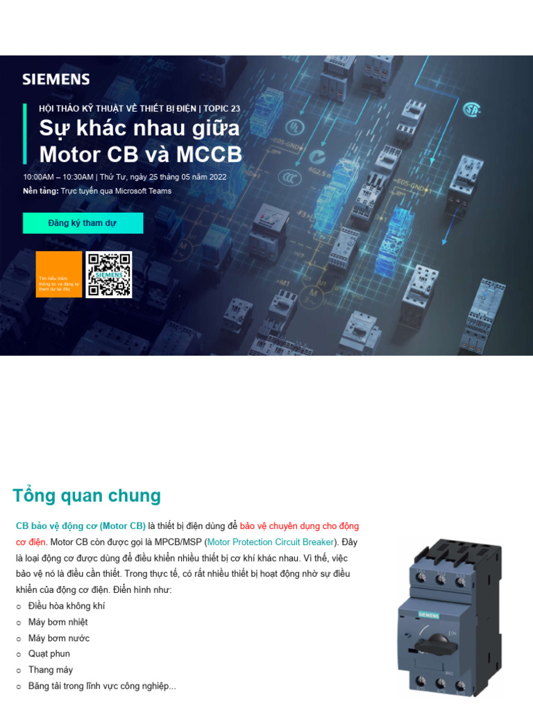 Topic 23 - Phân biệt Motor CB và MCCB - 220525 | PDF