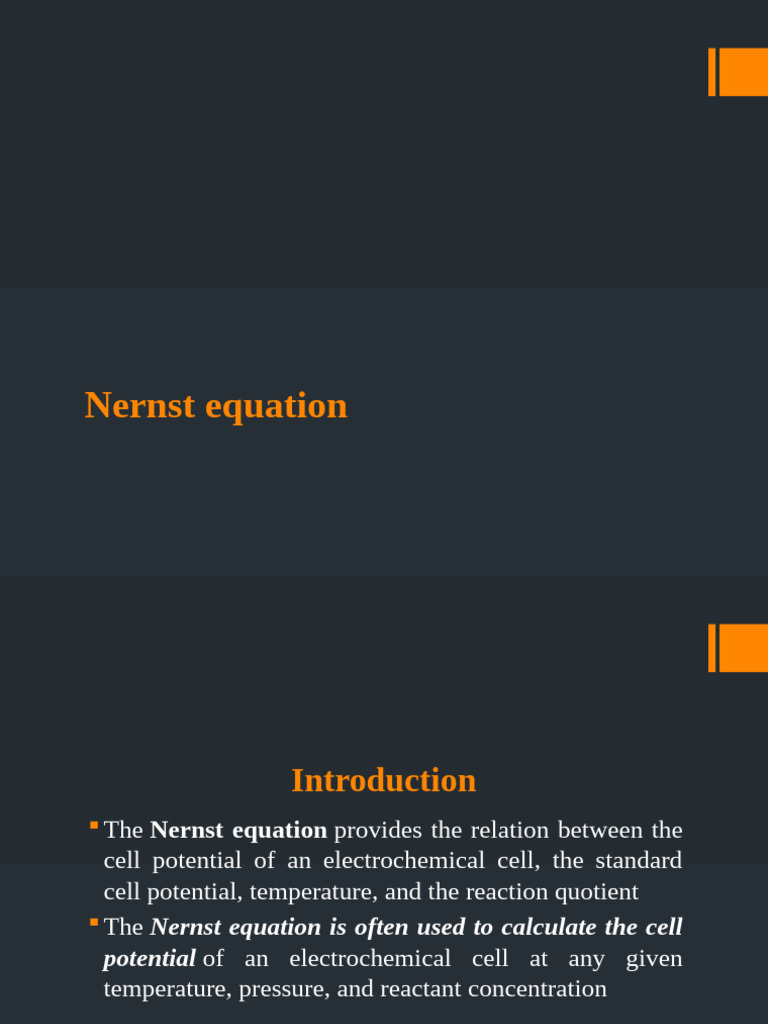 Nernst Equation | PDF | Gibbs Free Energy | Chemical Equilibrium