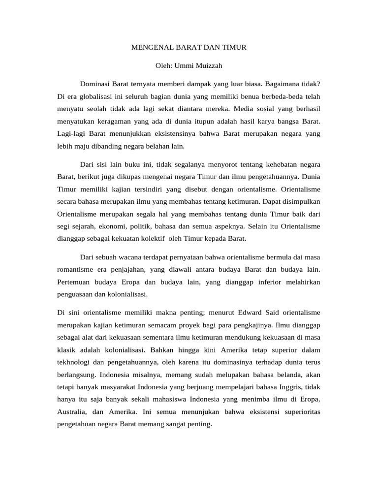 Dampak Dominasi Barat dan Orientalisme | PDF