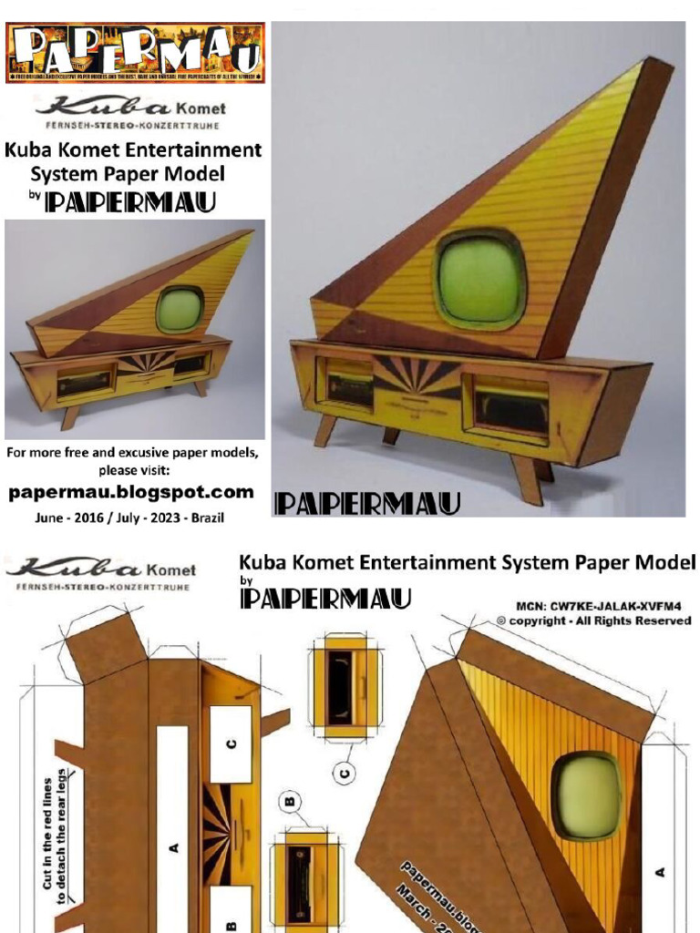 kuba komet television paper model by papermau - 2016-2023 | PDF