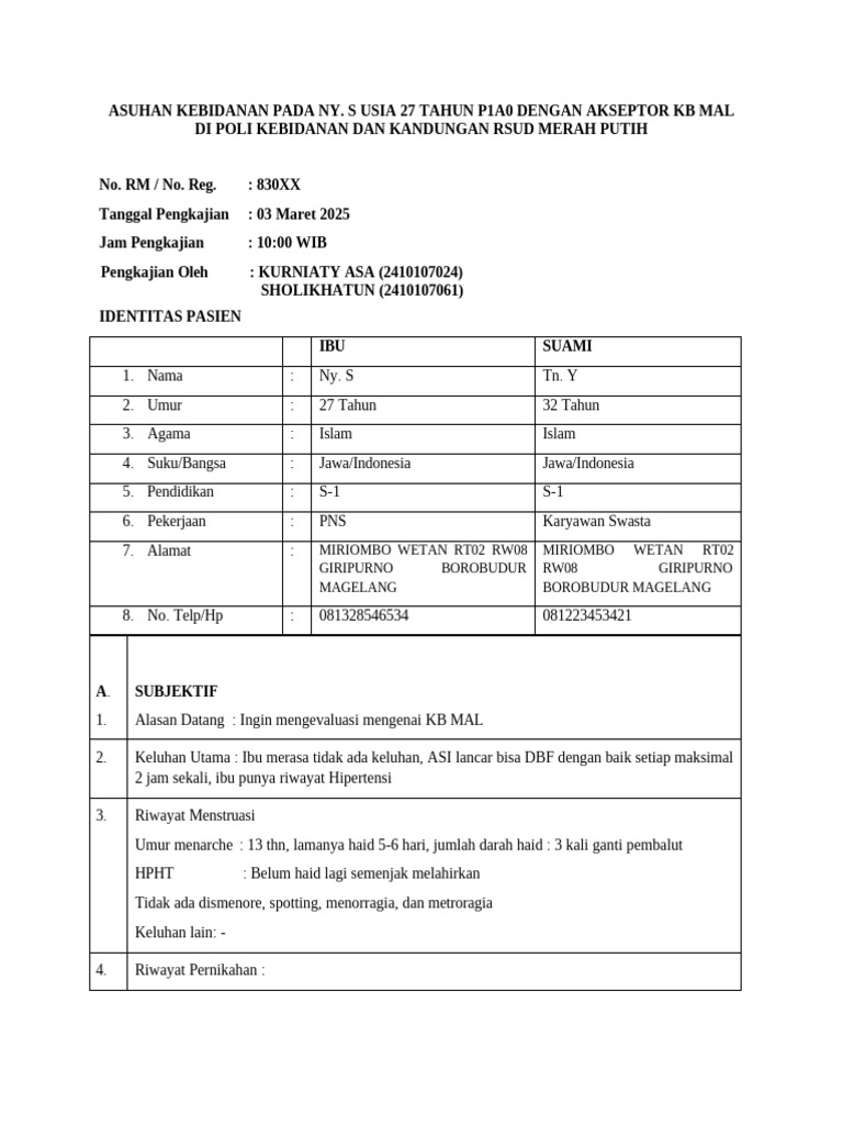 Dokumentasi Askeb KB Mal | PDF