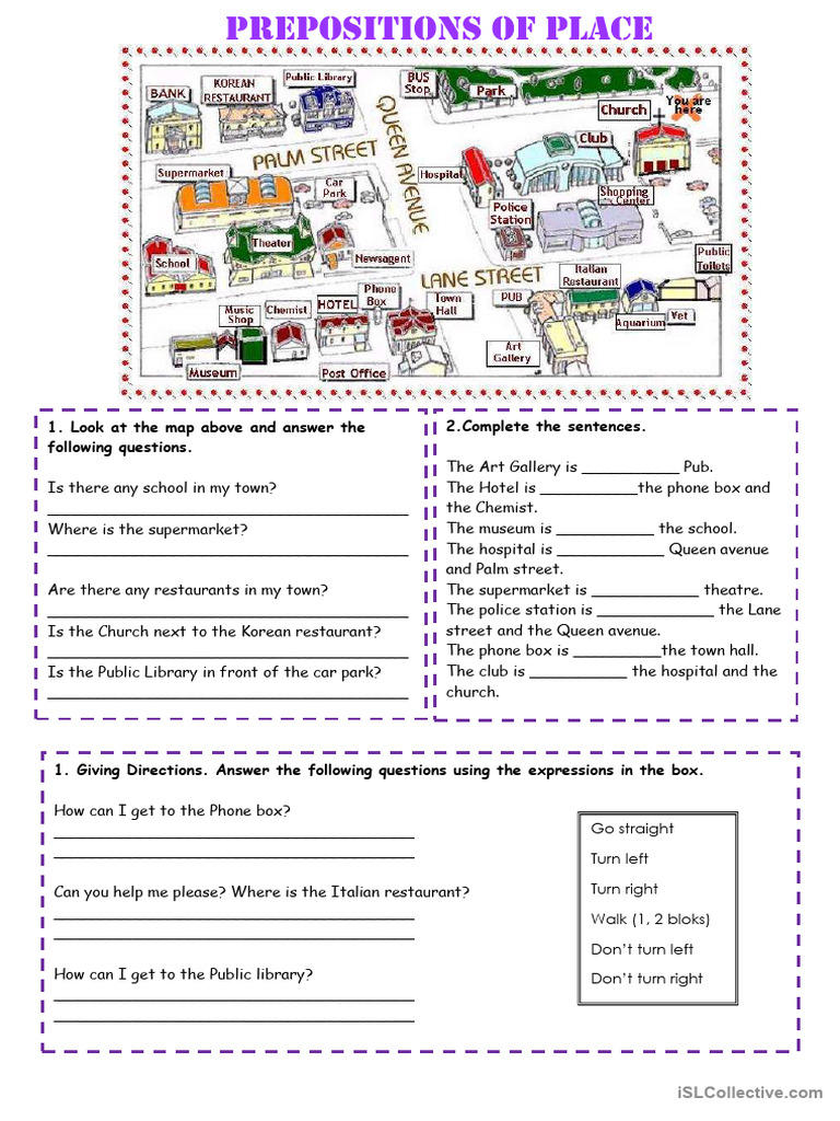 Prepositions of Place and Directions | PDF