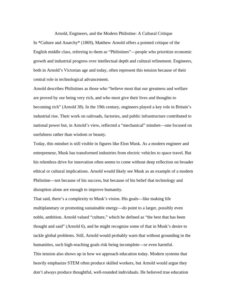 Arnold Essay | PDF | Victorian Era | Elon Musk