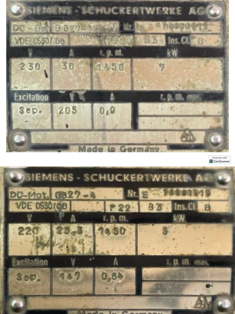 Nameplate report for motor and generator | PDF