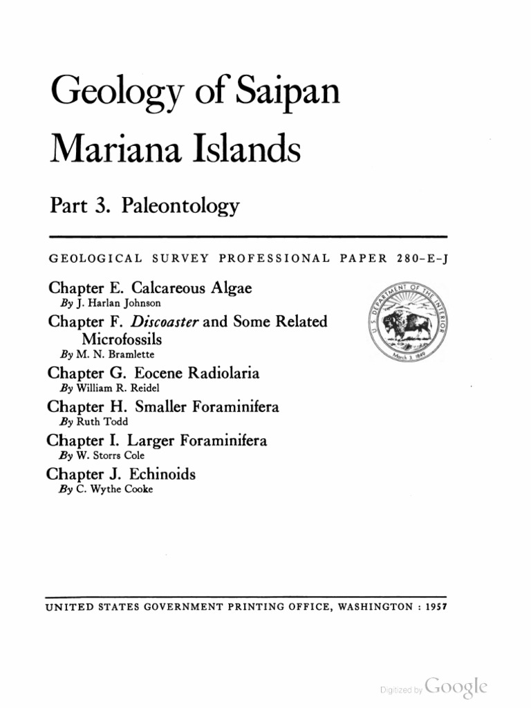 COOKE, 1957 - Geology of Saipan, Mariana Islands (Echinoids) | PDF