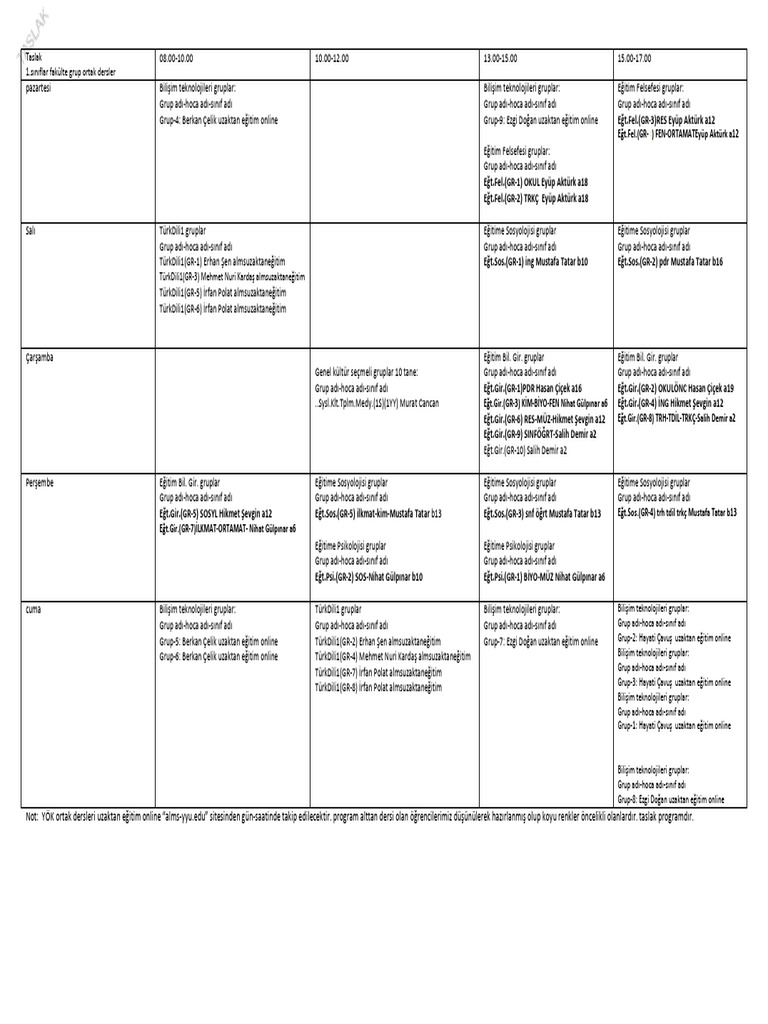 Eğitim_Fak_2022-2023_Güz_Dönem_Ders_Programi | PDF