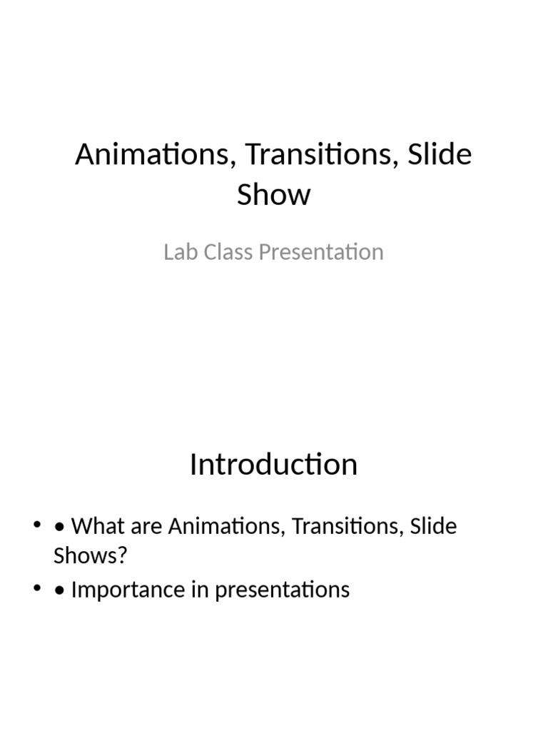 Animations Transitions SlideShow LabClass | PDF
