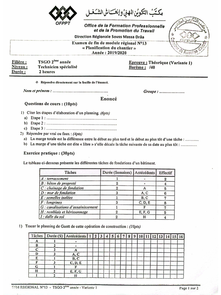 EFM RÉGIONAL PLANIFICATION | PDF
