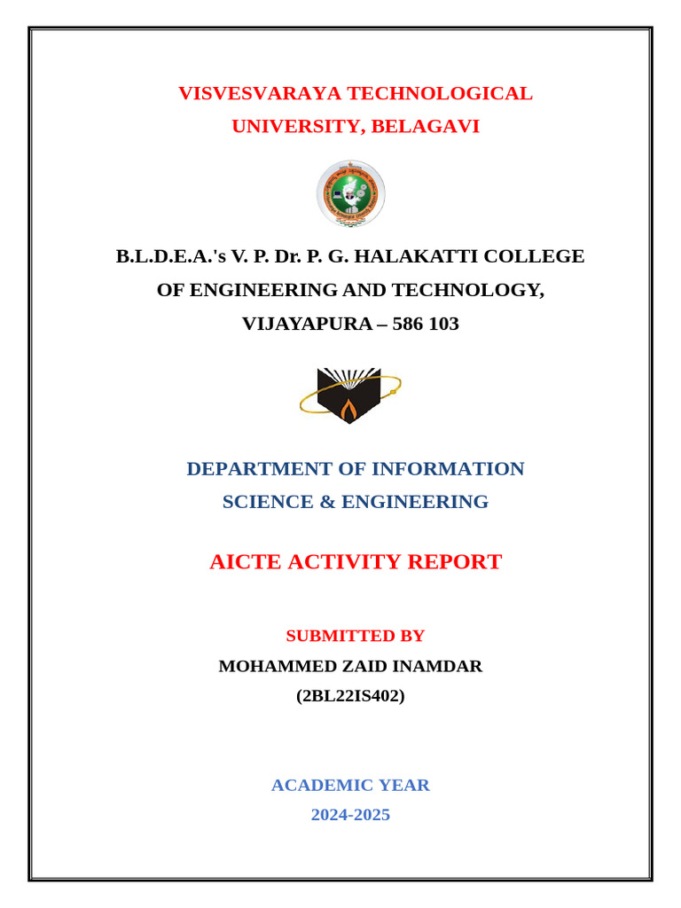 AICTE Activity Report Zaid | PDF | Water Conservation | Water Resources