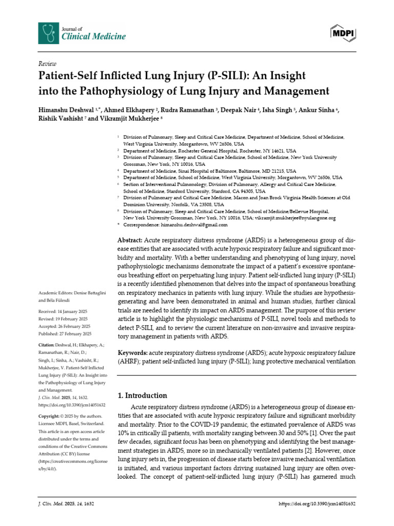 Patient-Self Inflicted Lung Injury (P-SILI) An Insight Into The ...
