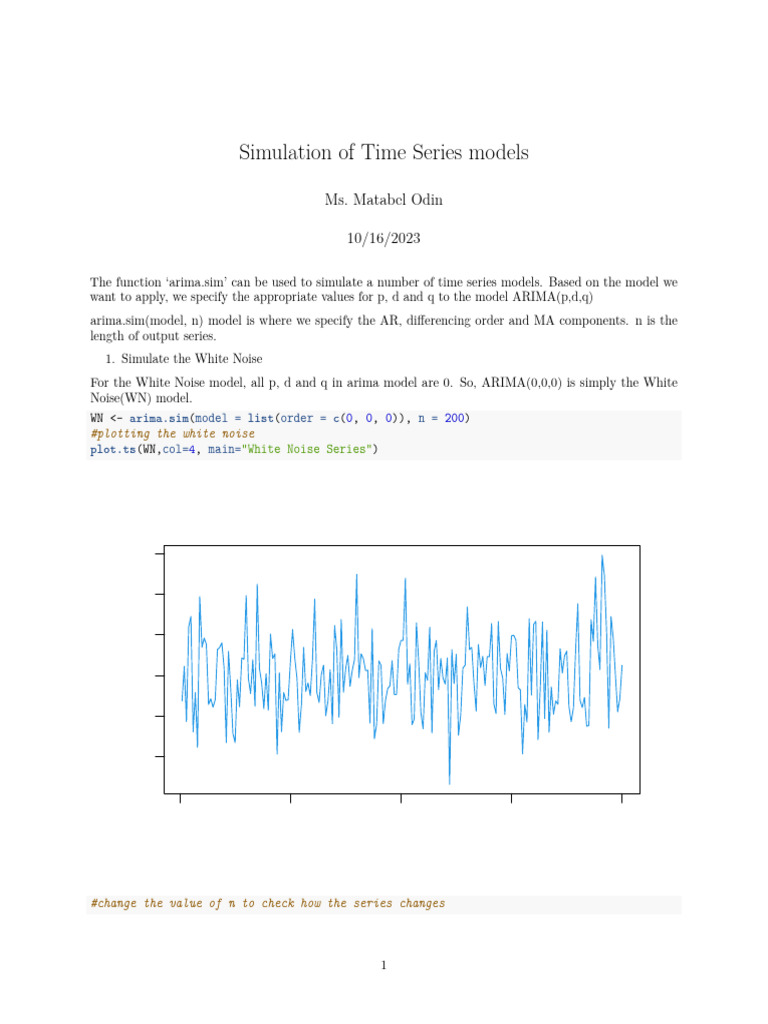 simulation of time series models practs-1 | PDF | Autoregressive Integrated Moving Average ...