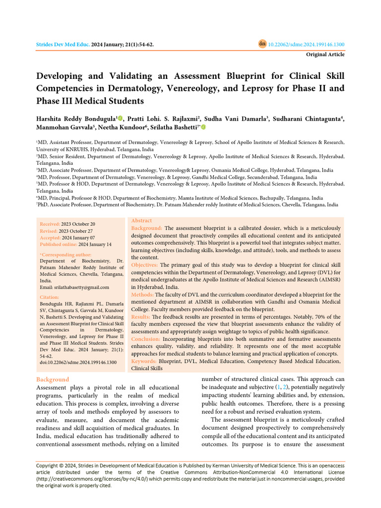 SDME - Volume 21 - Issue 1 - Pages 54-62 | PDF | Medical Education | Medical School