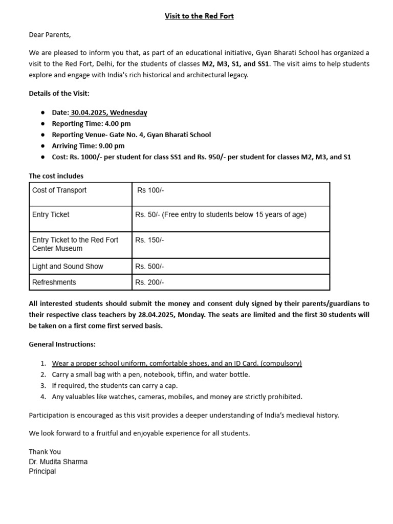 Visit To The Red Fort | PDF