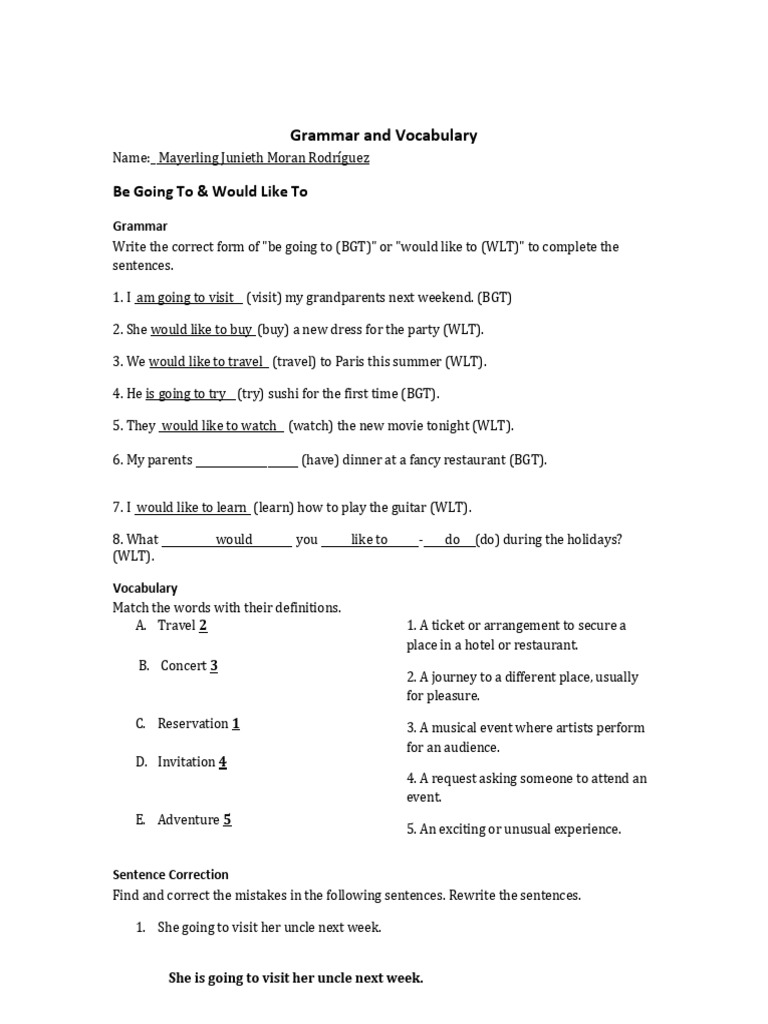 Grammar and Vocabulary Activity | PDF