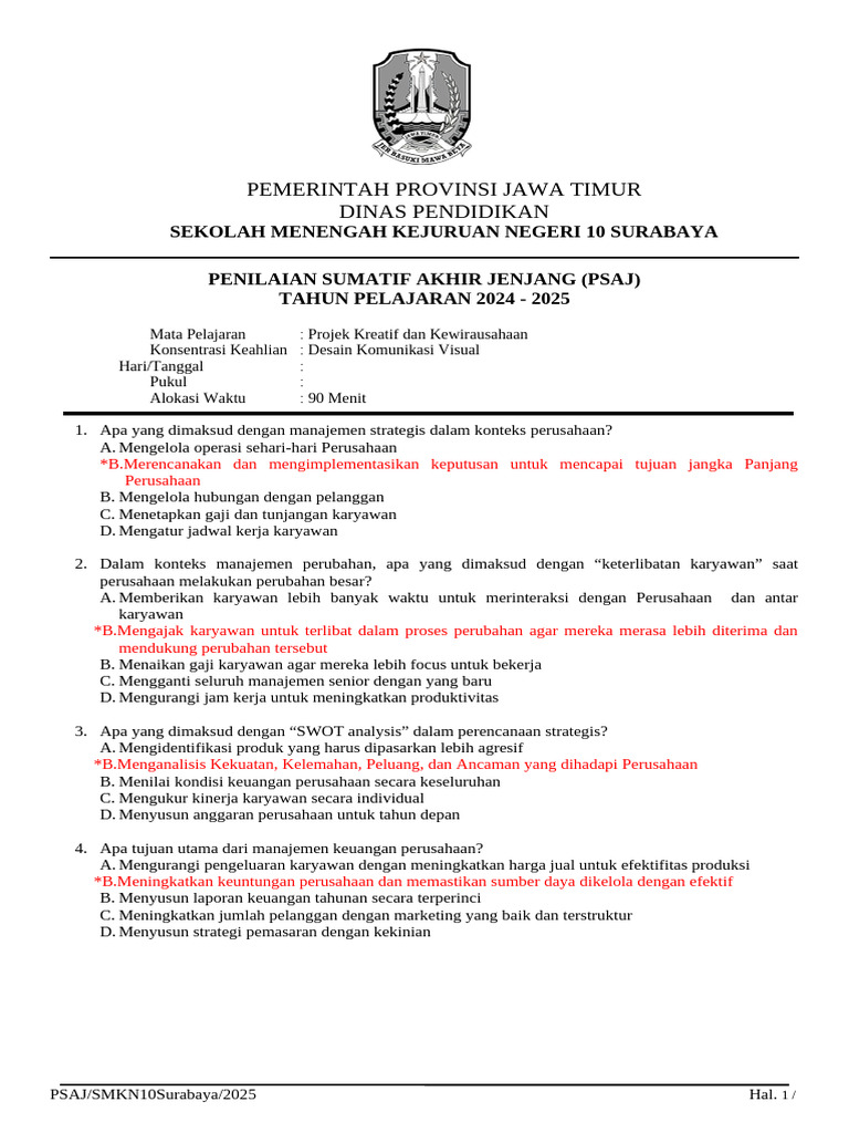 Dkv 120 Soal Psaj Pkwu 2025 - Copy | PDF