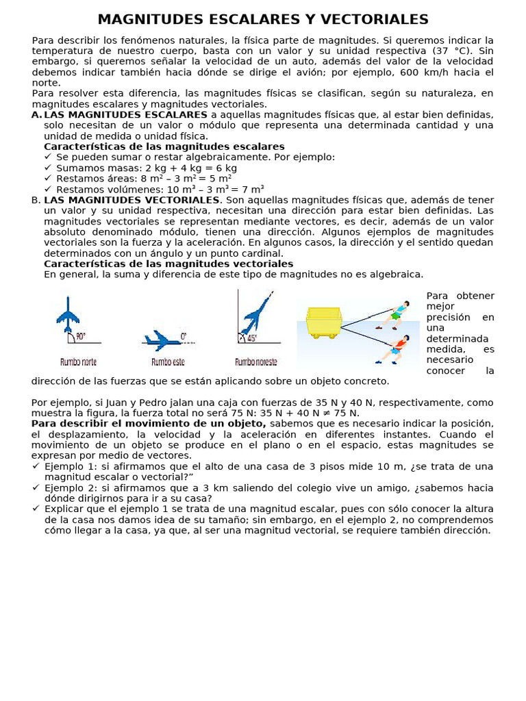 Magnitudes Escalares y Vectoriales | PDF | Vector Euclidiano | Velocidad