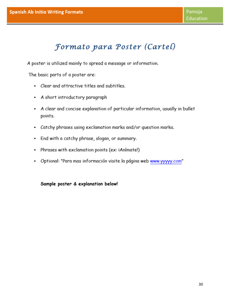 Writing - Formats - Poster (Cartel) | PDF