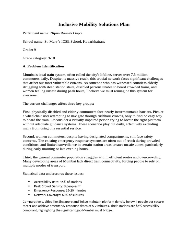 Inclusive Mobility Solutions | PDF | Infrastructure | Internet Of Things