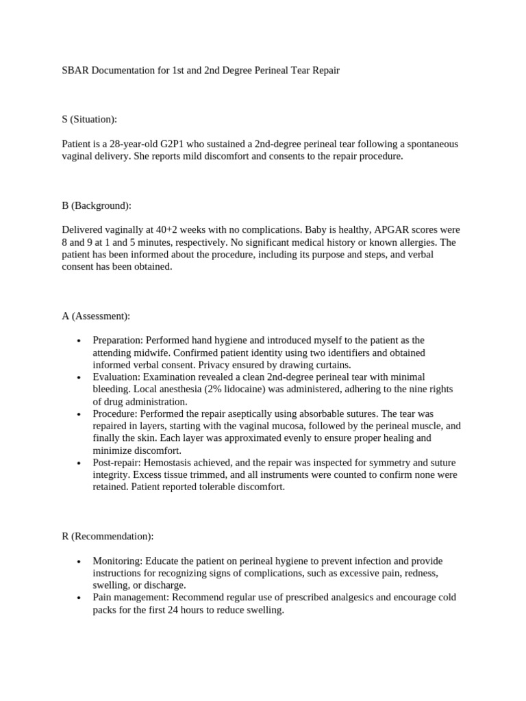 Perineal Repair Documentation | PDF