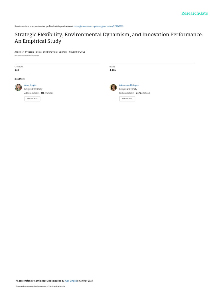Strategic Flexibility Environmental Dynamism and Innovation Performance An Empirical Study | PDF ...