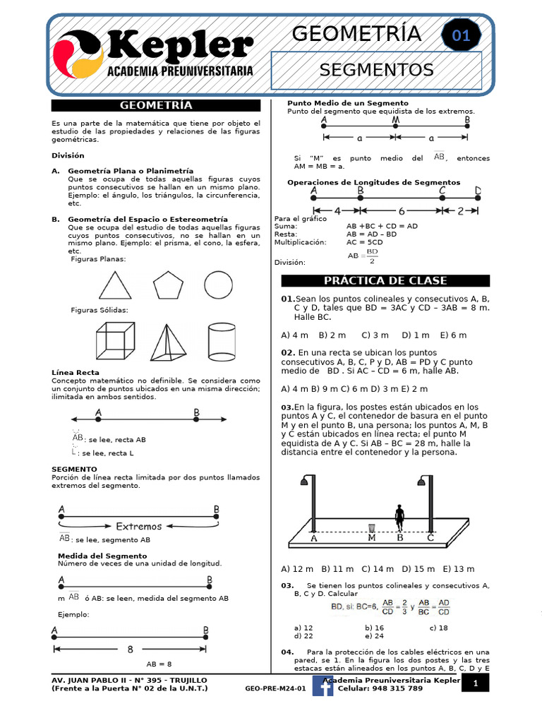 GEO-PRE-M24-01 (TP - 1er Compendio - 01 Al 08) Percy Torres - TTTTT | PDF | Geometría | Ángulo