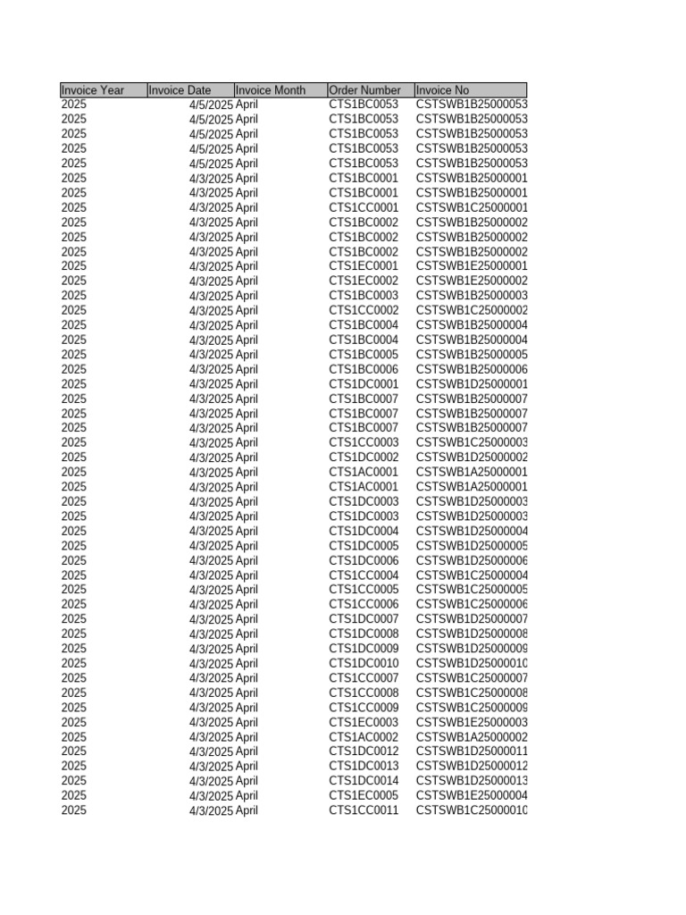 April 2025 Invoice Summary | PDF