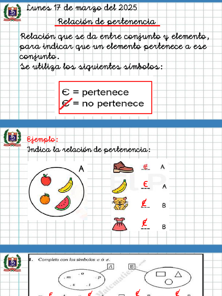 Símbolos de Pertenencia en Matemáticas | PDF