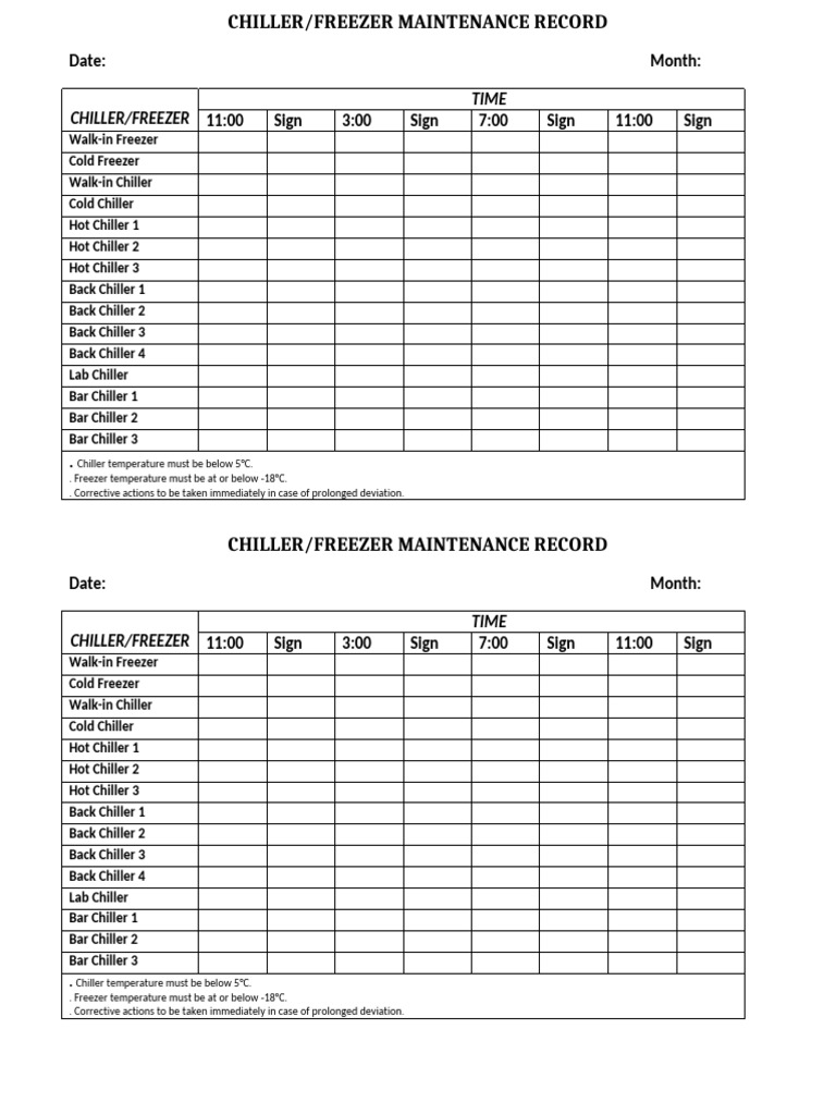 CHILLER Temp Record | PDF