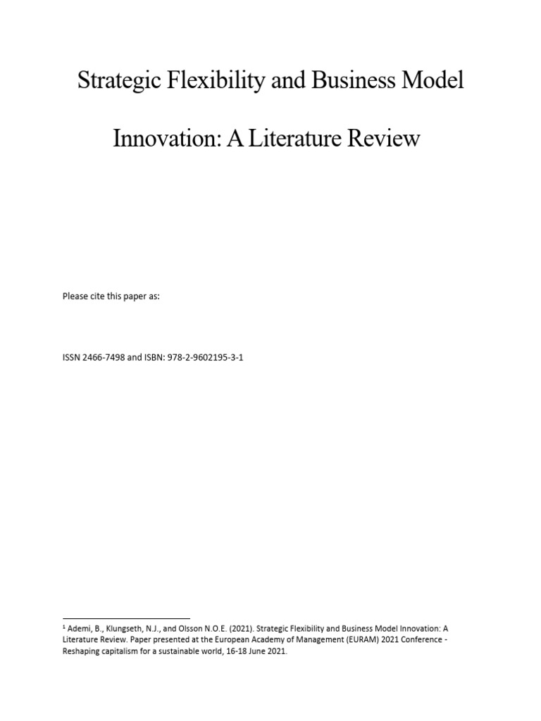 Strategic Flexibility and Business Model Innovation A Literature Review ...