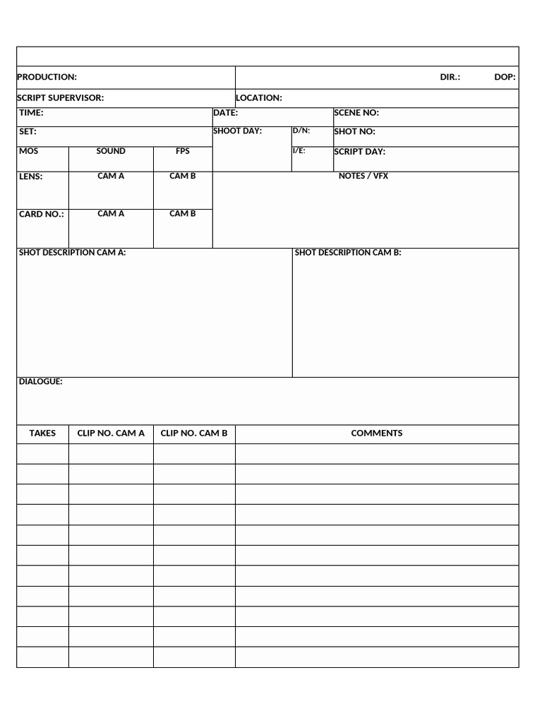 Continuity Sheet New Page - 2 Cam | PDF