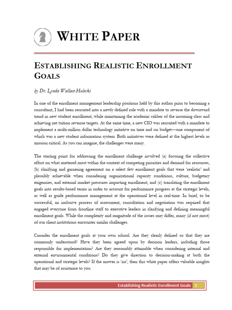 Realistic Enrollment Goals Strategy Guide | PDF | Performance Indicator ...