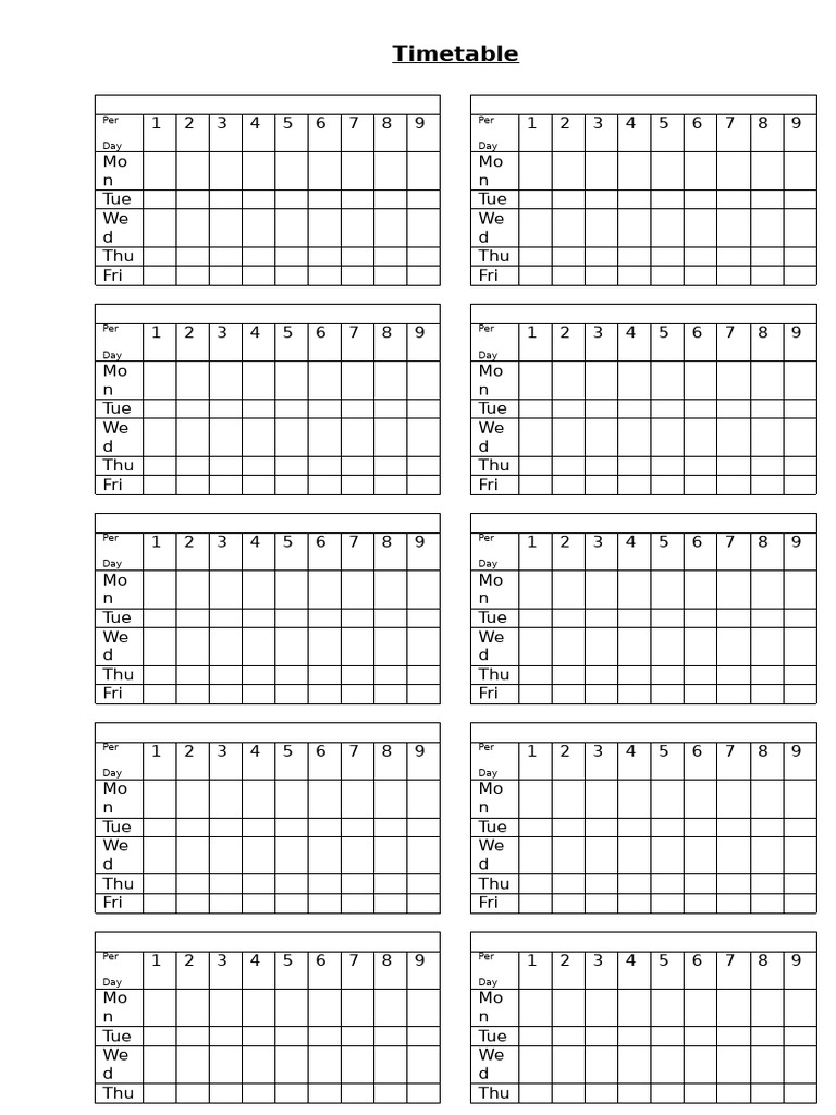 Timetable With 12 | PDF