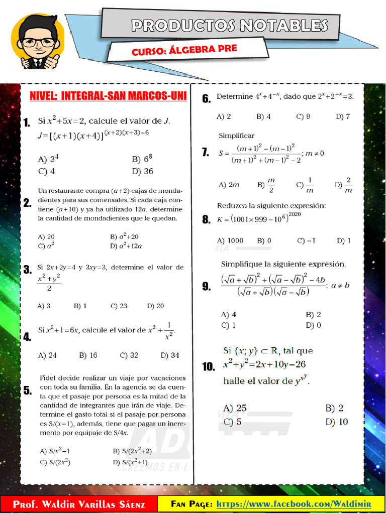 Productos Notables Álgebra | PDF