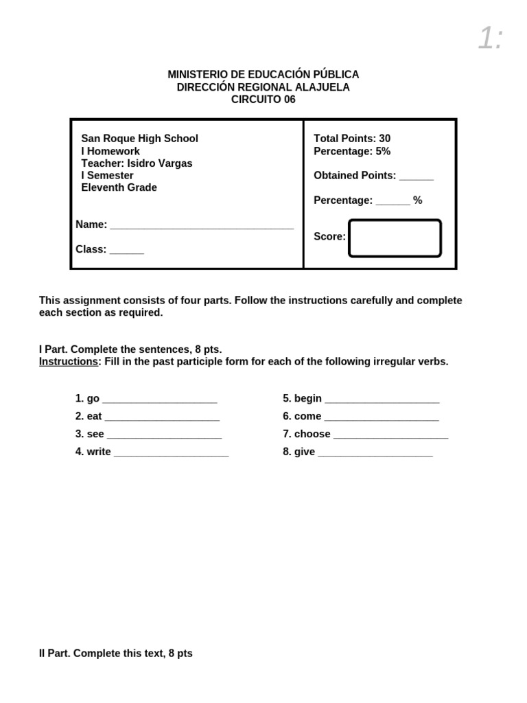 Ingles, 11°, I Tarea, I Periodo, Isidro Vargas | PDF | Physical Fitness | Well Being