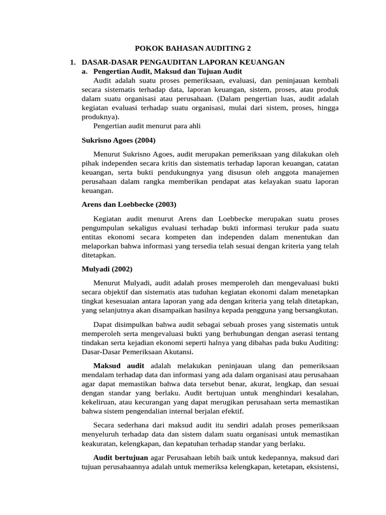 Dasar-Dasar Prosedur Pengauditan Laporan Keuangan | PDF