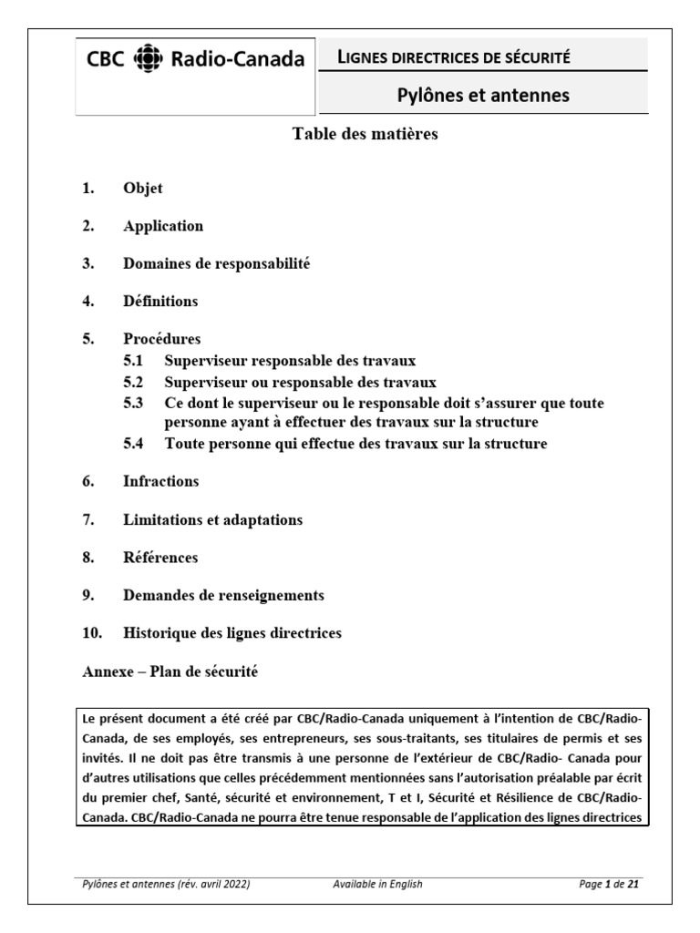 Directives de sécurité pour pylônes | PDF | Onde radio | Antenne (Radio)