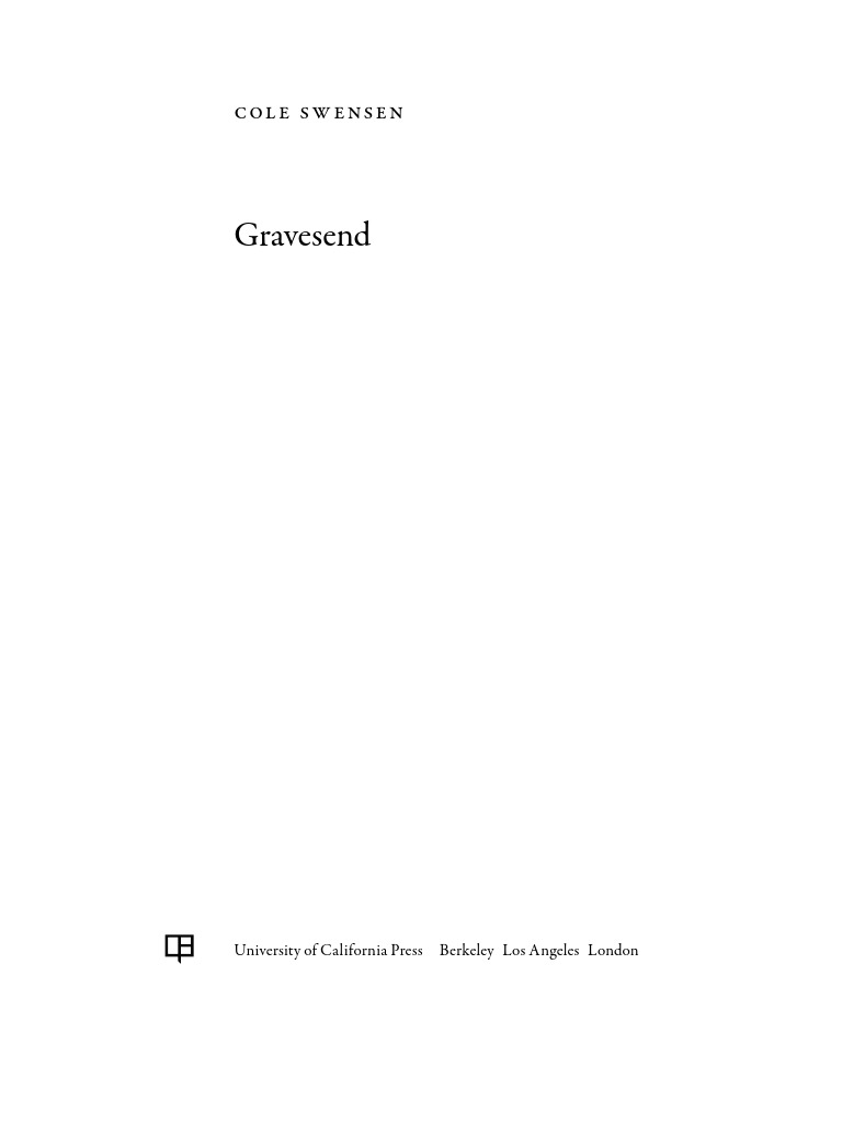 Cole Swensen - Gravesend (2) | PDF | Ghosts
