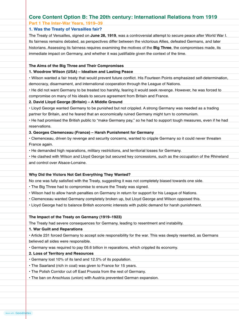 Fairness of the Treaty of Versailles | PDF | Treaty Of Versailles ...