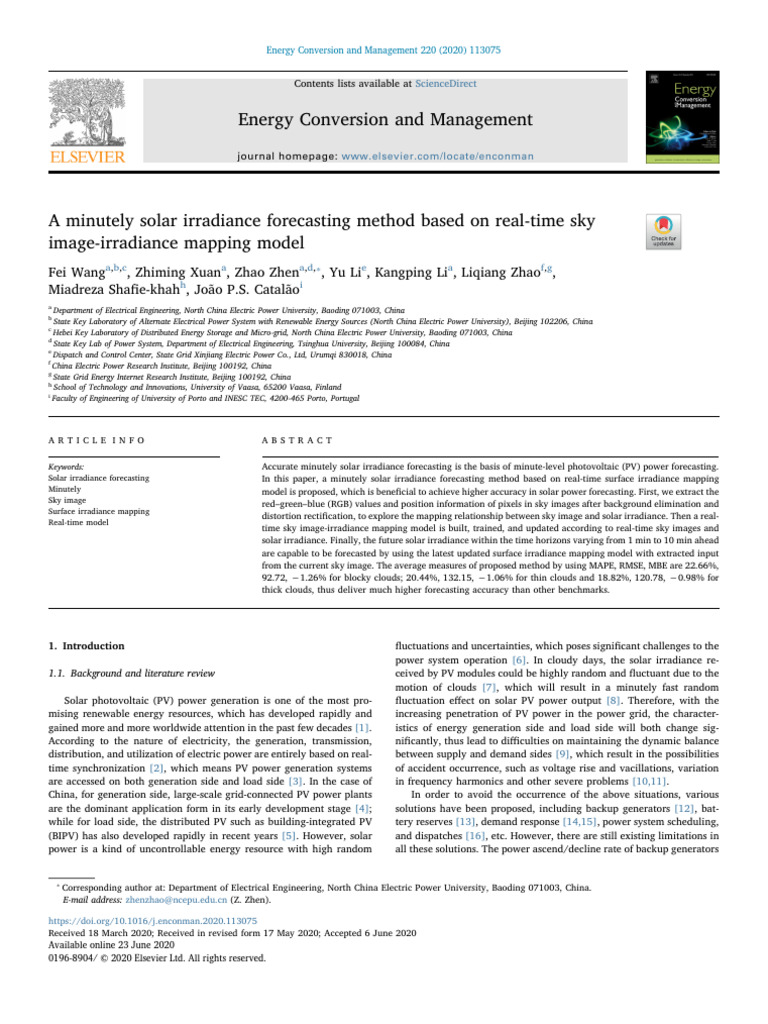 A Minutely Solar Irradiance Forecasting Method Based On Real Time Sky Image Irradiance Mapping