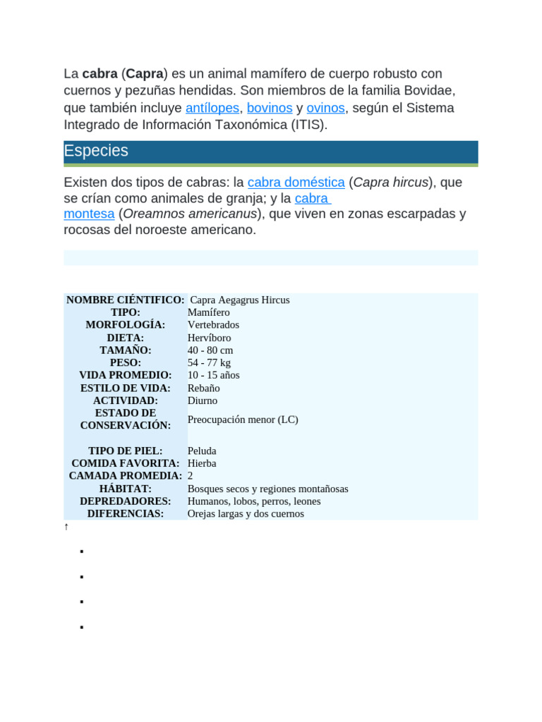 La cABRA | PDF | Cabra | Bóvidos