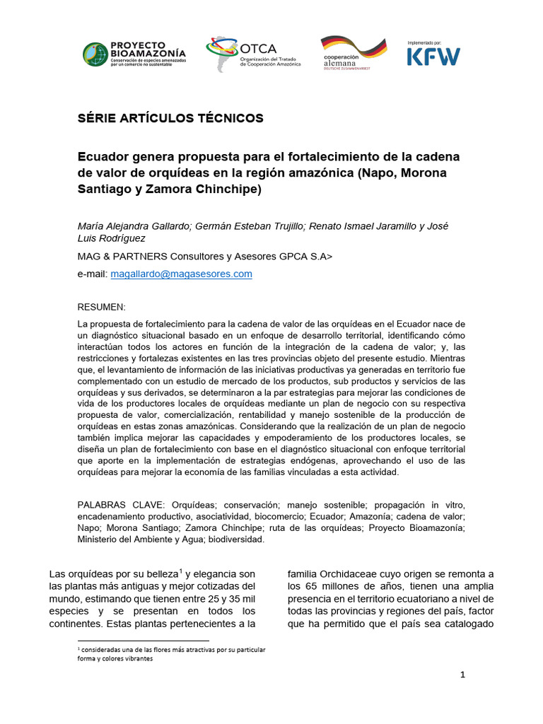 Fortalecimiento de la cadena de orquídeas en Ecuador | PDF | Ecuador ...