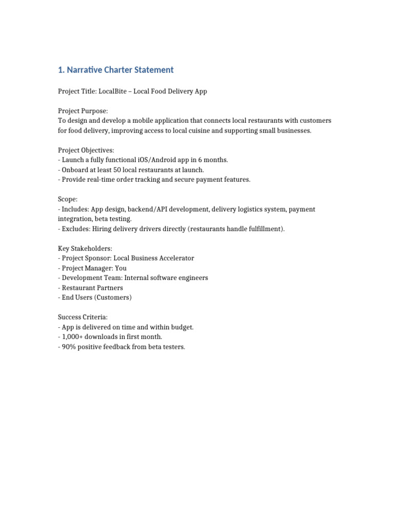 Capstone Part1 Narrative Charter Statement | PDF