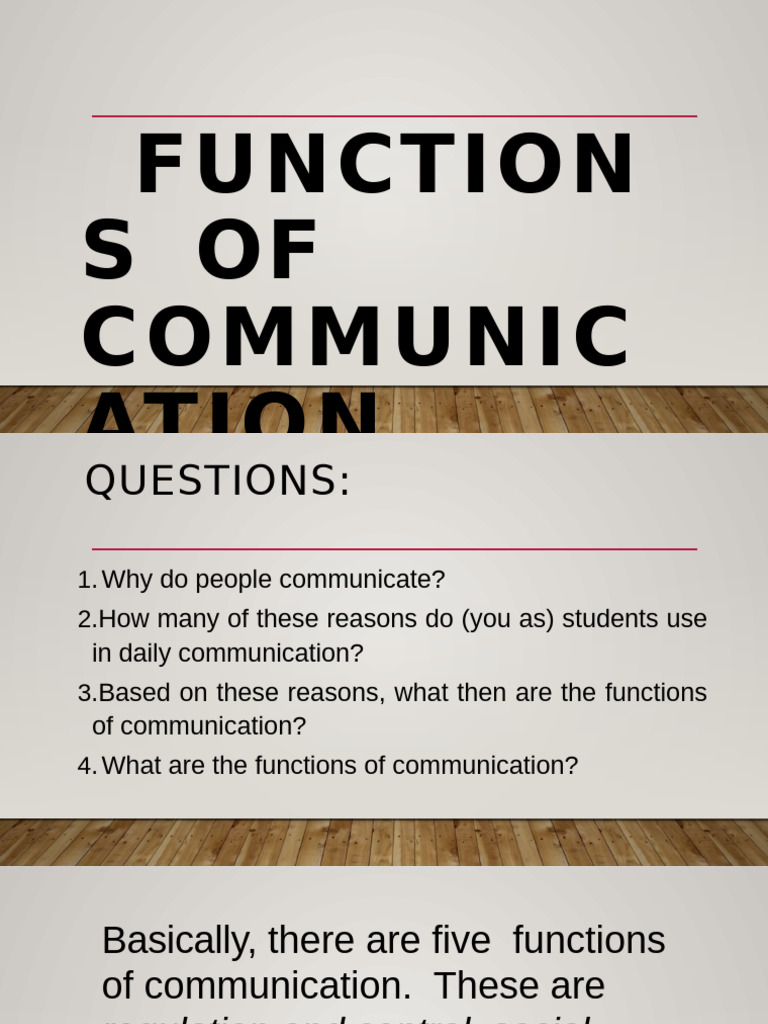 Functions of Communication | PDF | Communication | Information