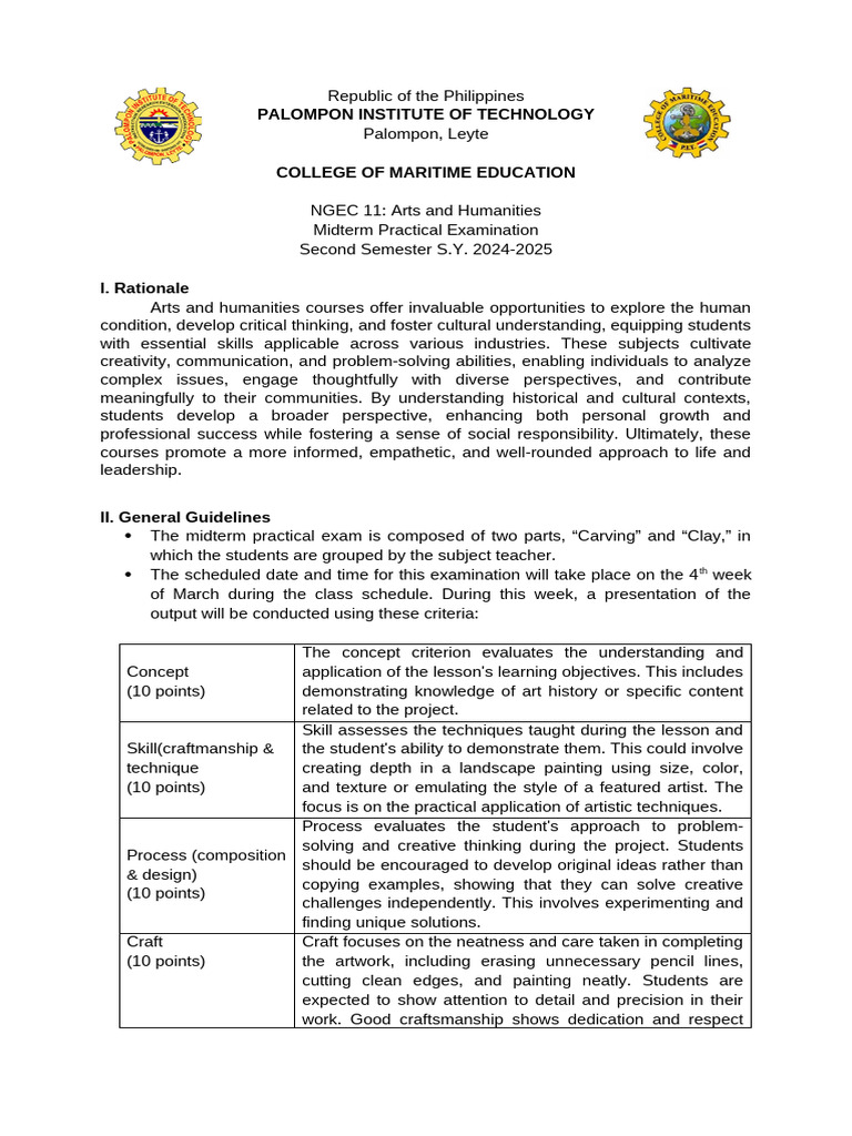 NGEC 11 Midterm Practical Exam Guidelines | PDF | Critical Thinking | Learning