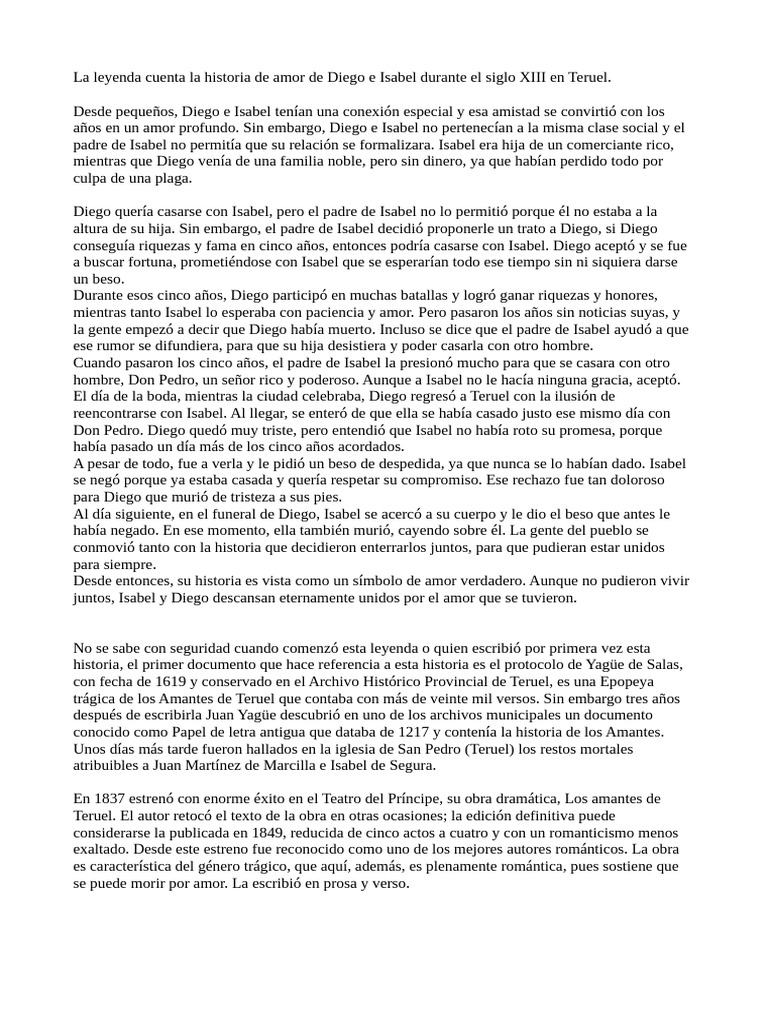 Historia de los Amantes de Teruel | PDF